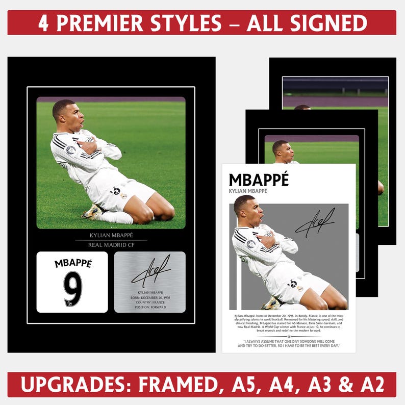 Kylian Mbappe Signed Poster, Paris Saint Germain, Photo Soccer Gifts ...