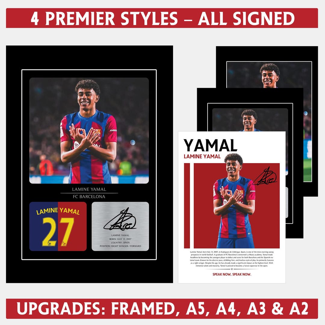 Lamine Yamal Signed Poster, Barcelona Print Soccer Gifts, Sports Photo ...