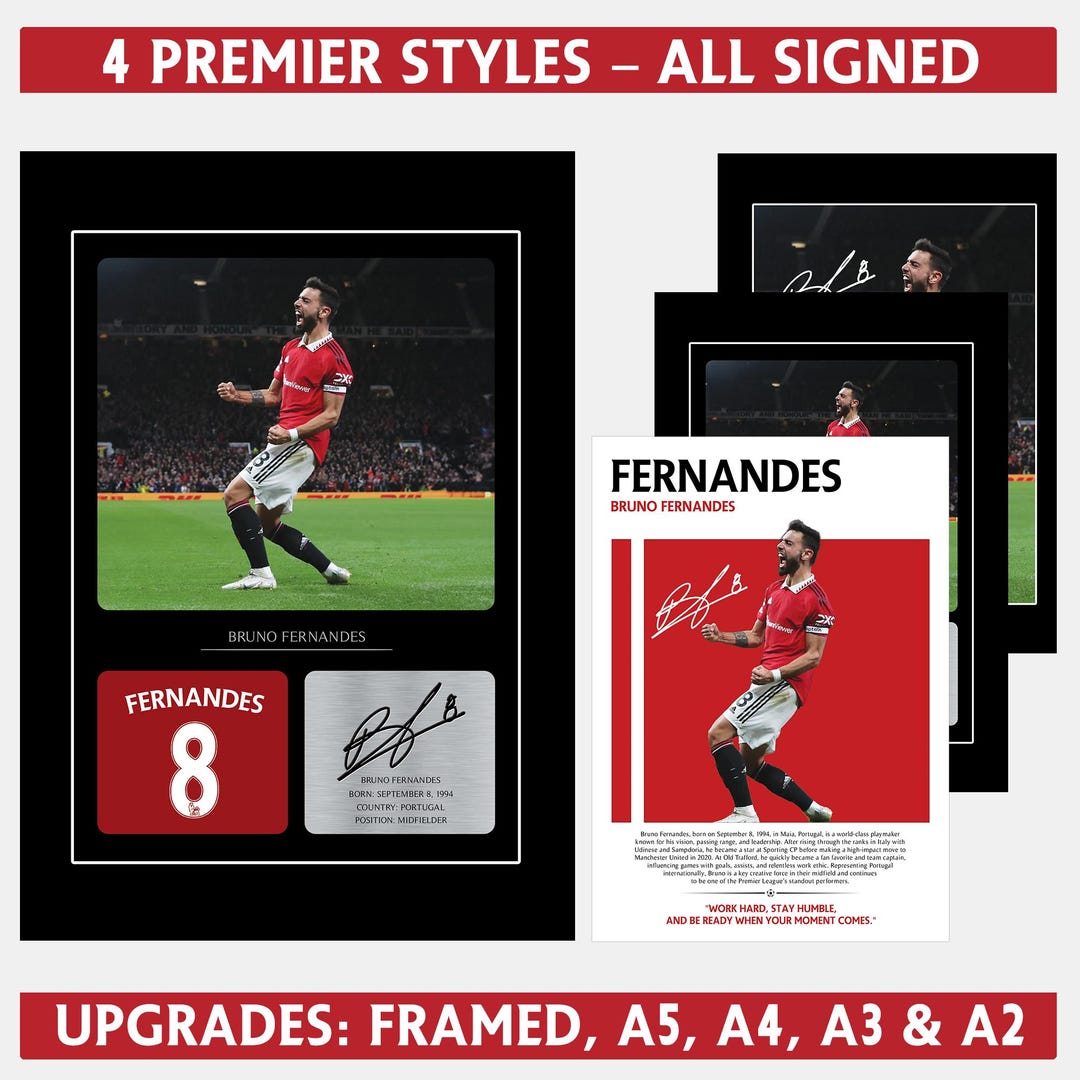 Bruno Fernandes Signed Photo Poster, United Print Gifts, Sports Poster ...