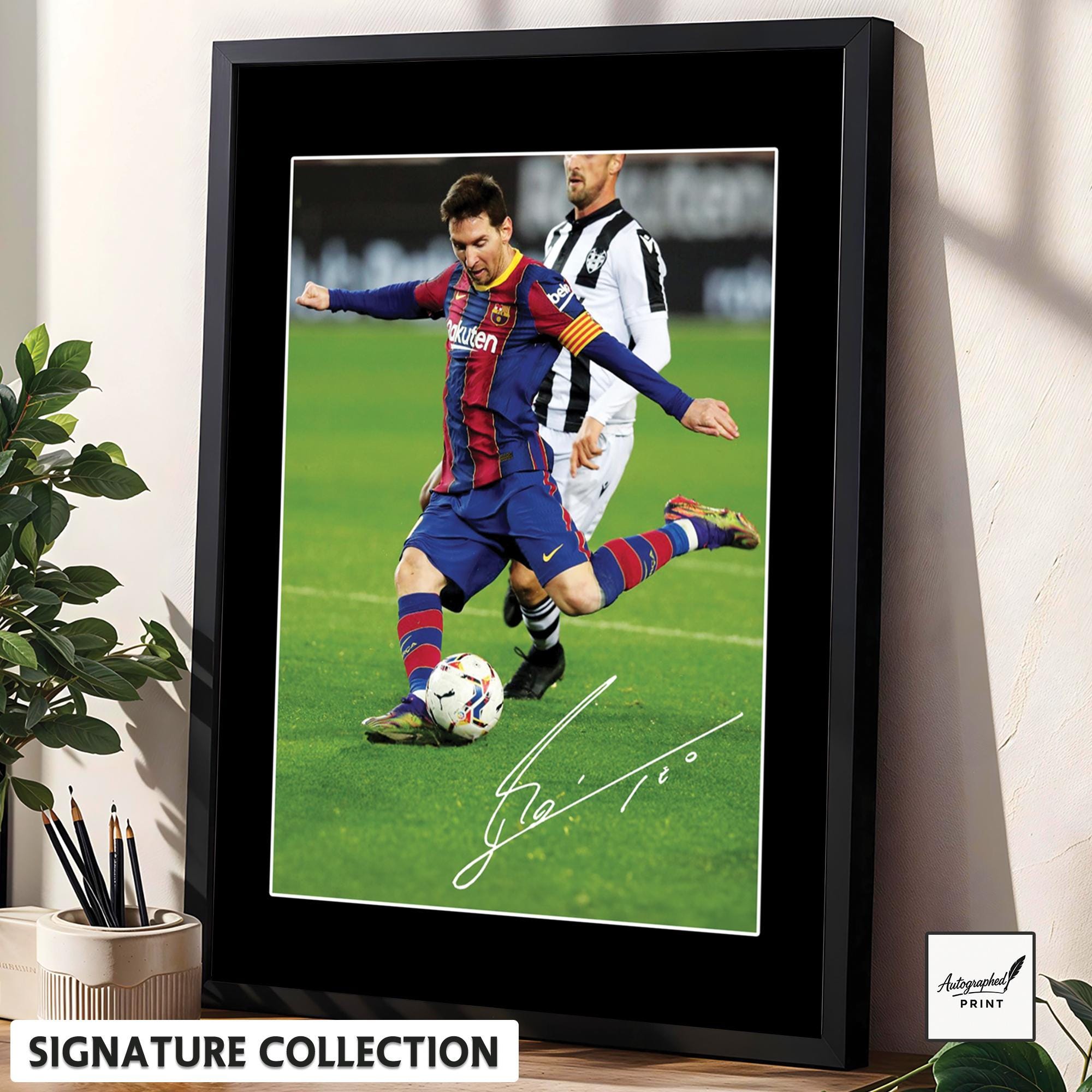 Lionel Messi Poster, Barcelona Soccer Autographed Photo Print, Soccer ...