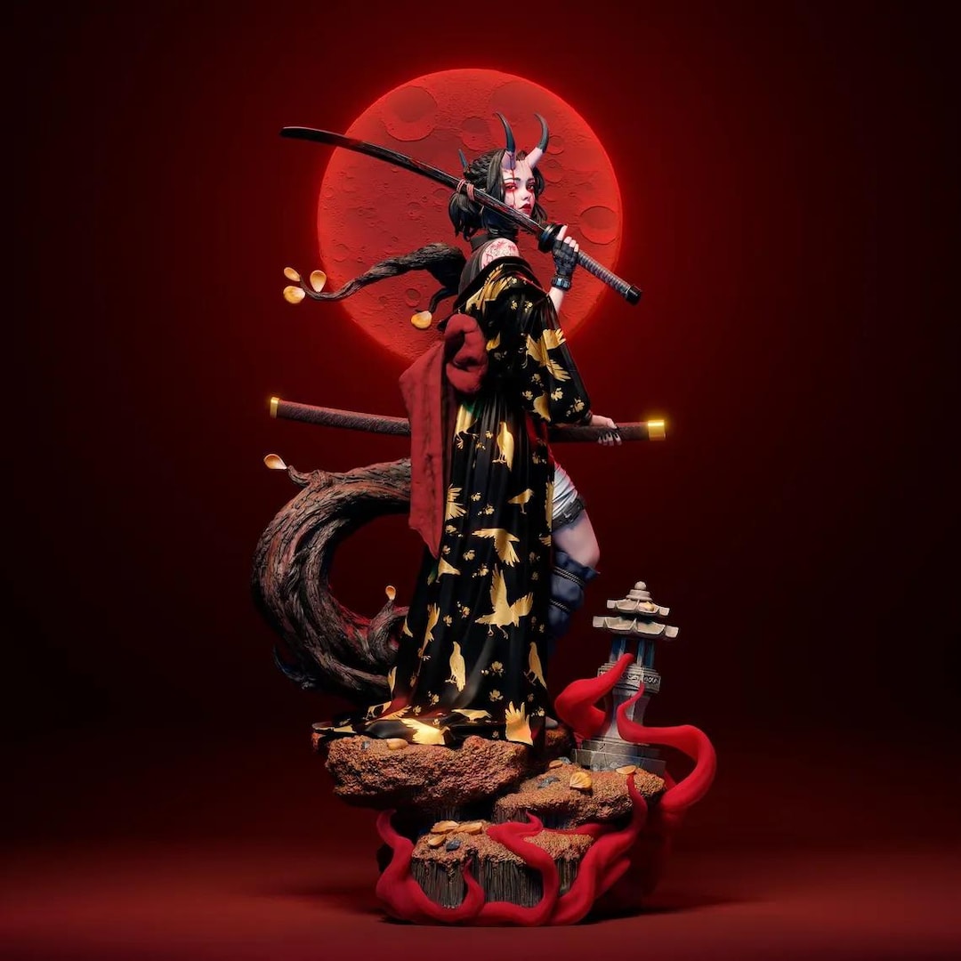 Oni Samurai Warrior 3D Print STL Model – Highly Detailed Japanese Demon ...