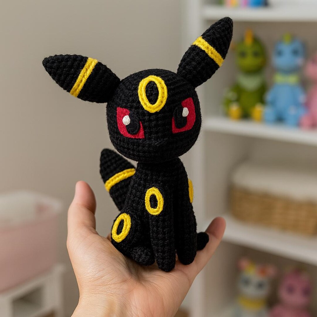 Padrão de crochê para amigurumi Chibi Umbreon, tutorial em PDF de ...