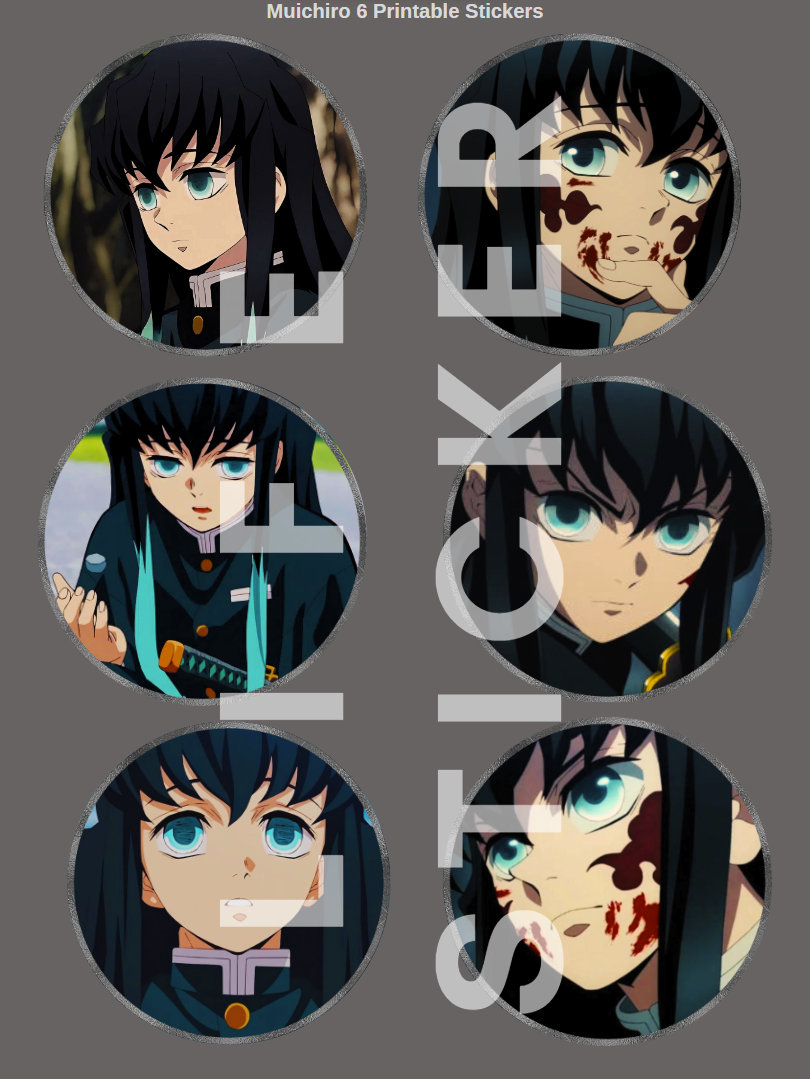 Demon Slayer Muichiro Tokito 6 Printable Stickers - Etsy
