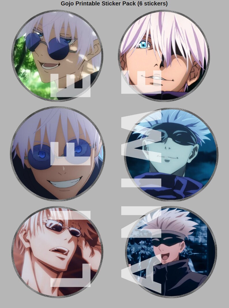 Jjk-gojo Satoru Printable Sticker Pack of 6 Stickers - Etsy