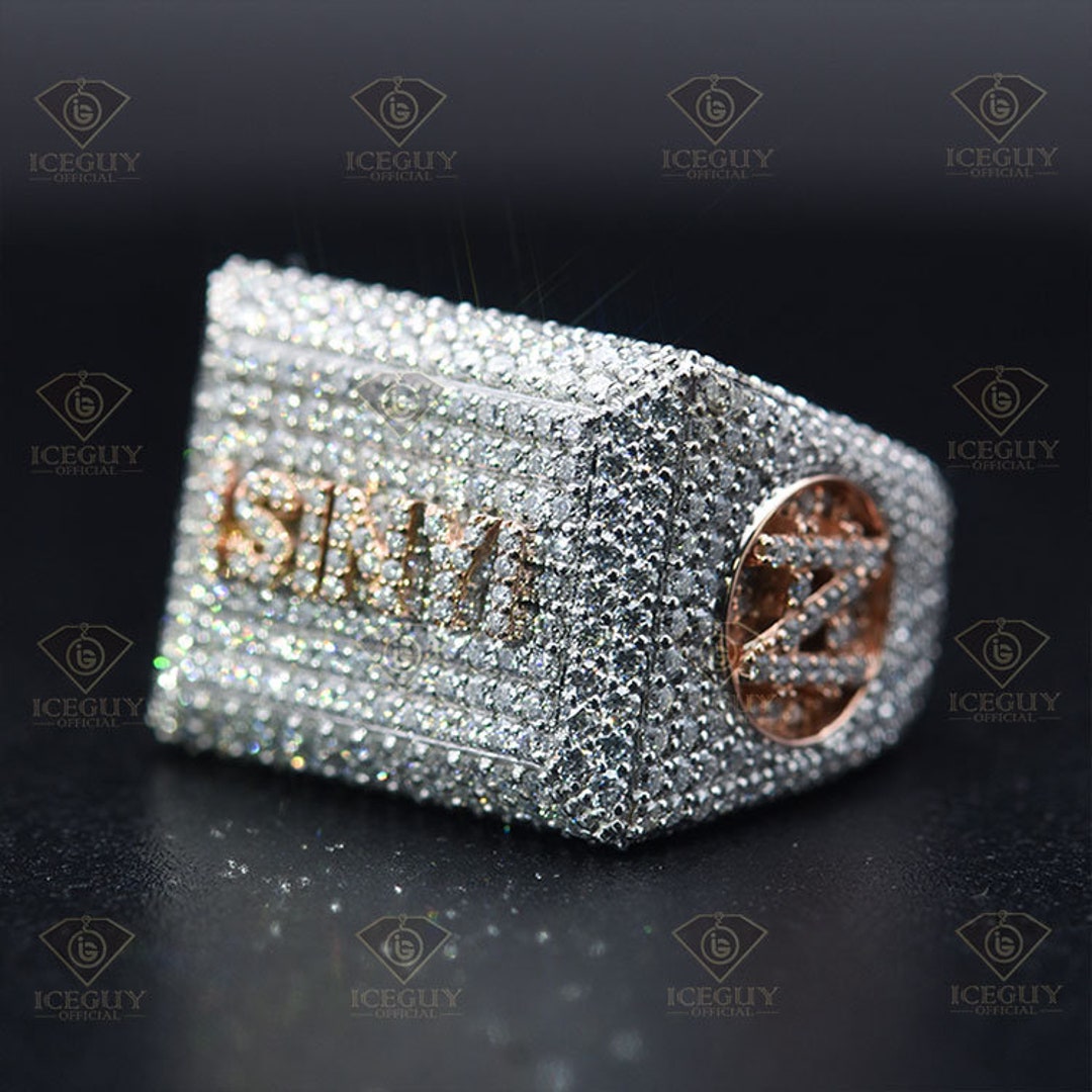 Custom Iced Out Hip Hop Ring for Mens Moissanite 925 Sterling Silver ...