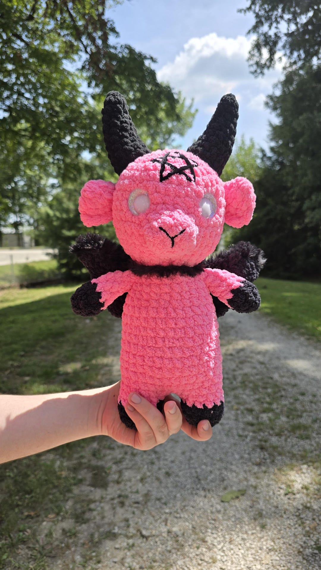 Pink Baphomet With Black Faux Fur Plushie - Etsy
