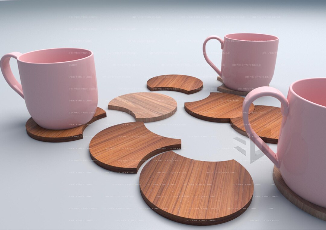 Circular Puzzle Wooden Coaster for CNC Milling/3d Printing ( Ai, Dxf ...