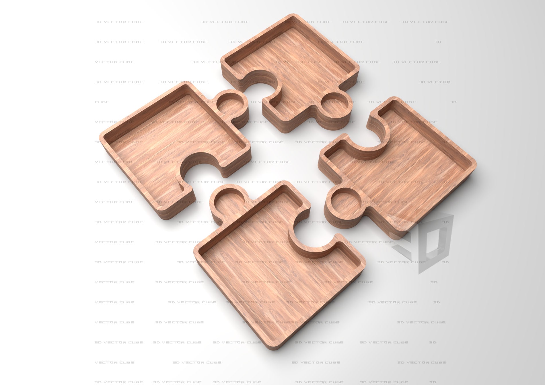 4 Set Puzzle Wooden Tray Design | Files for CNC Machining(.ai, .dxf ...