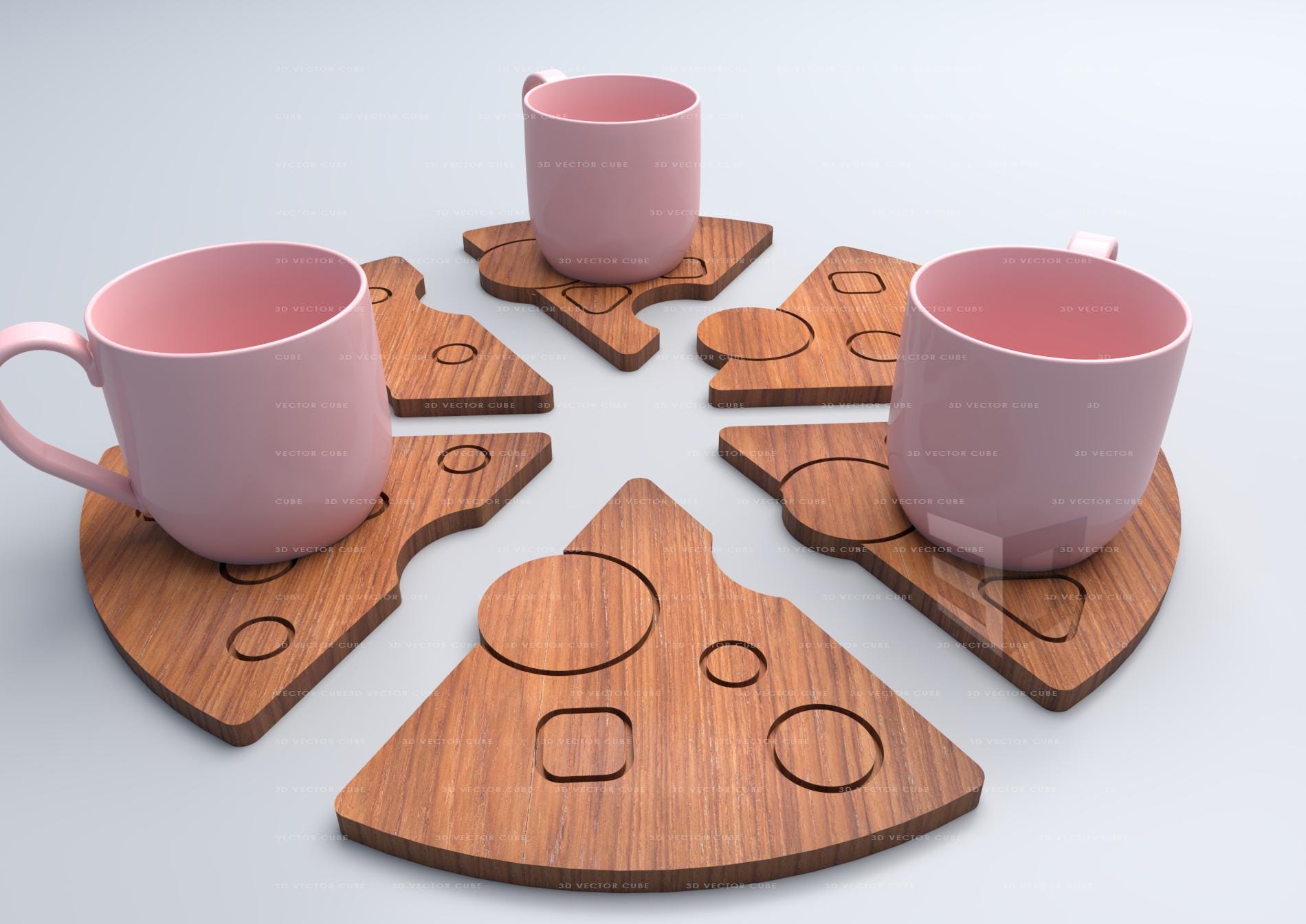 Puzzle Coaster CNC Files: Circular Wood Design (digital Download) - Etsy
