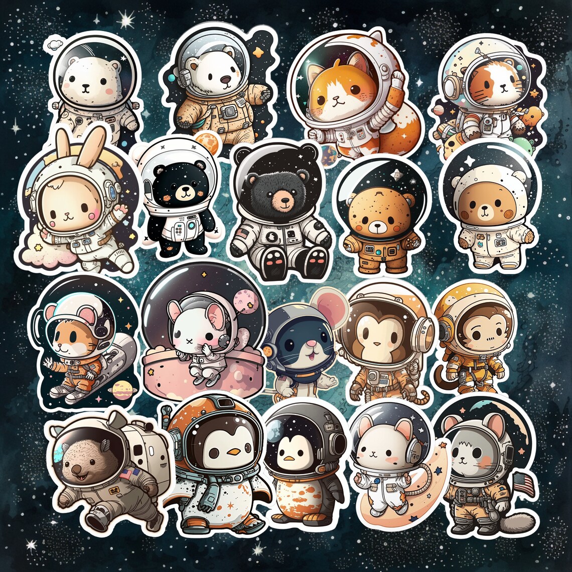 Cute Kawaii Astronaut Animals Bundle 71 Images - Etsy