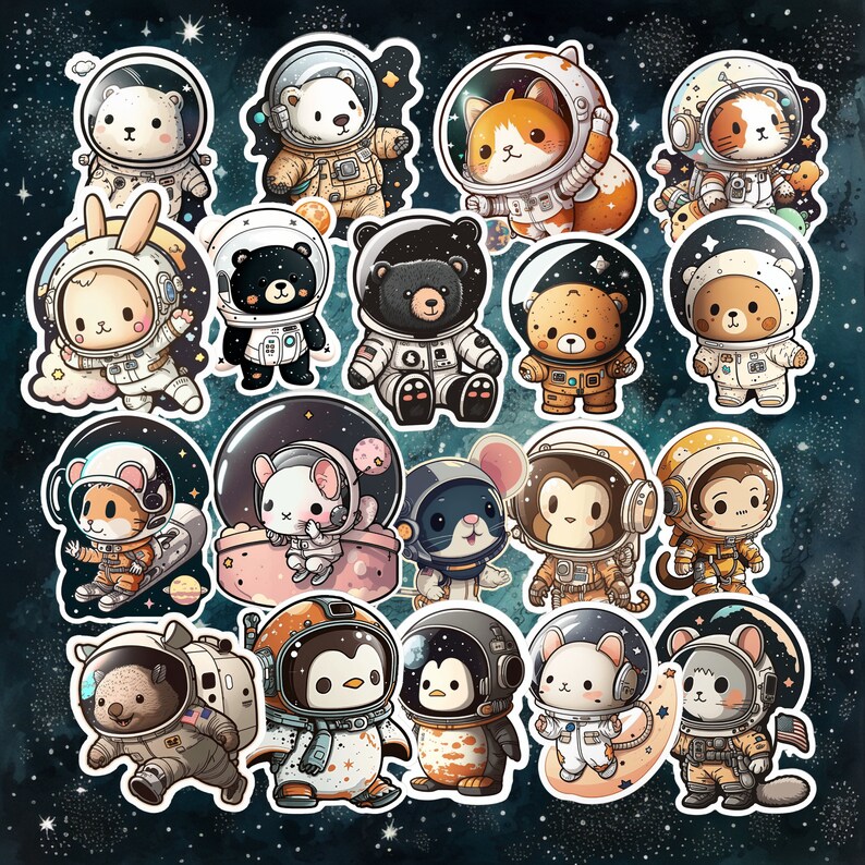 Cute Kawaii Astronaut Animals Bundle 71 Images - Etsy