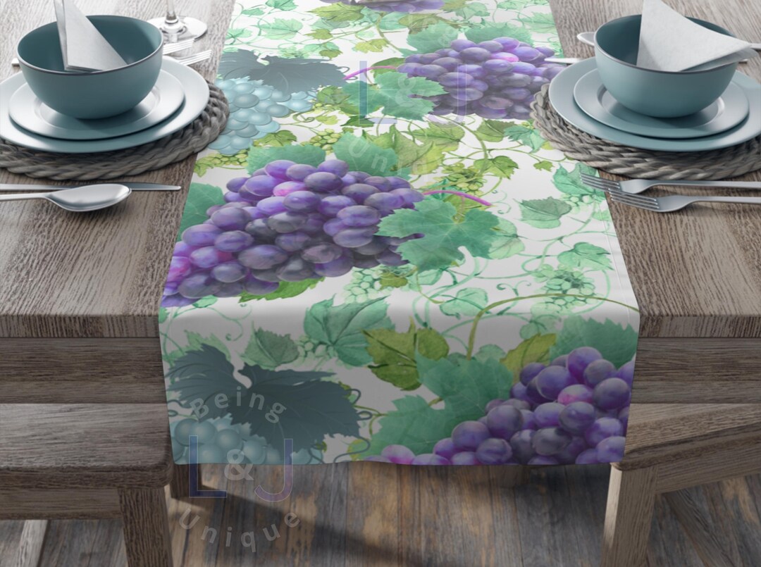 Grape Vine Table Runner, Kitchen Decor, Home Dining Accent, Wine Lover ...