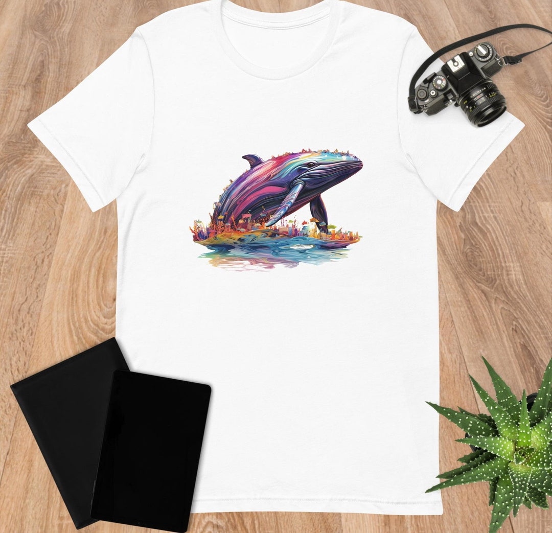 Multicolor Whale T-shirt, Ocean Fish T-shirt, Marine Mammal Tee Shirt ...