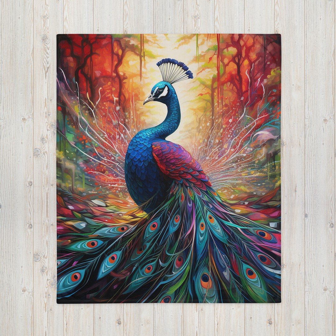 Peacock Blanket, Cozy Snuggly Warm Bedding, Cuddle Snuggle Throw, Bird ...