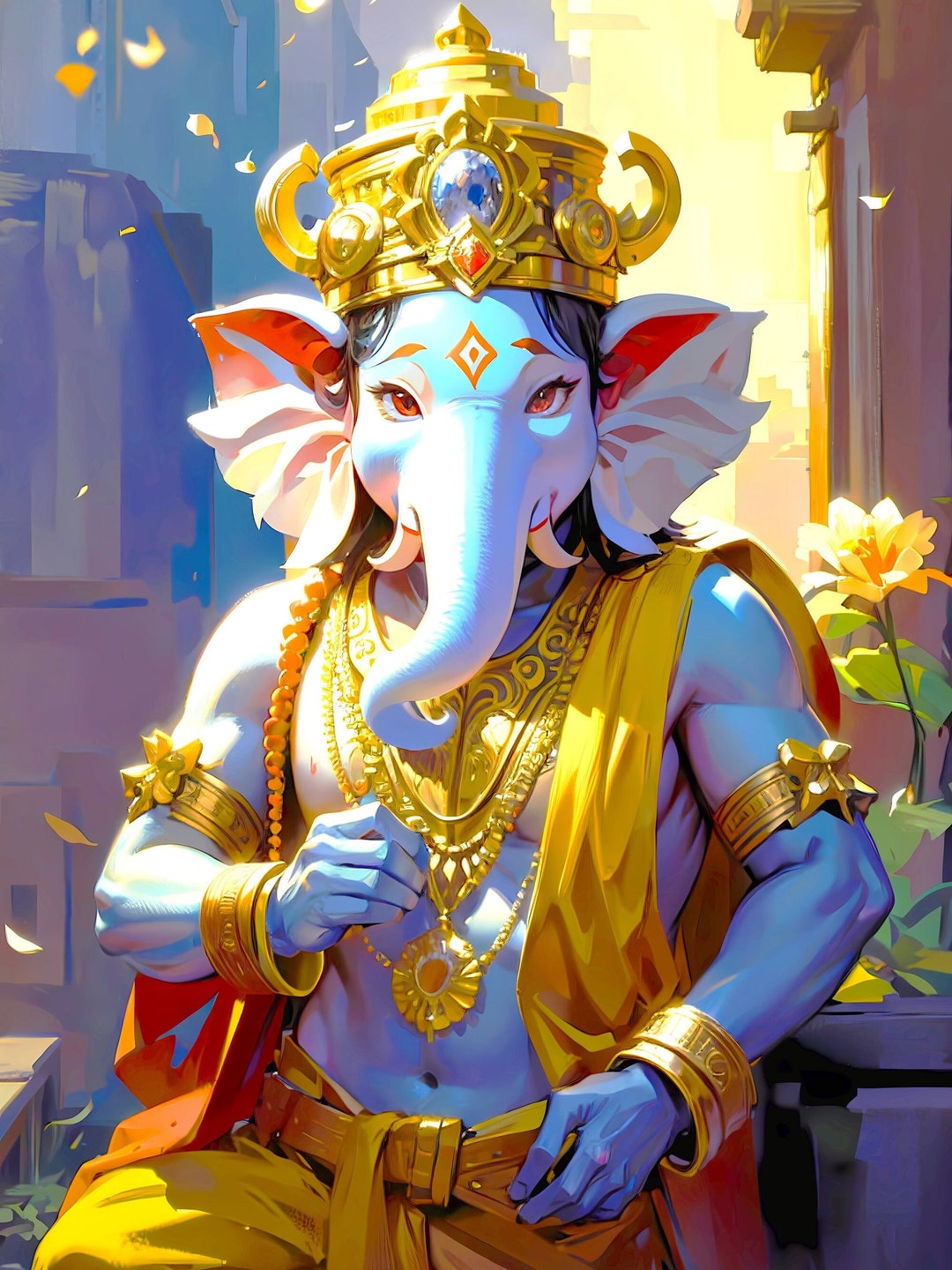 Anime Ganesha Digital Art Ganesha Wall Art Religious Wall - Etsy