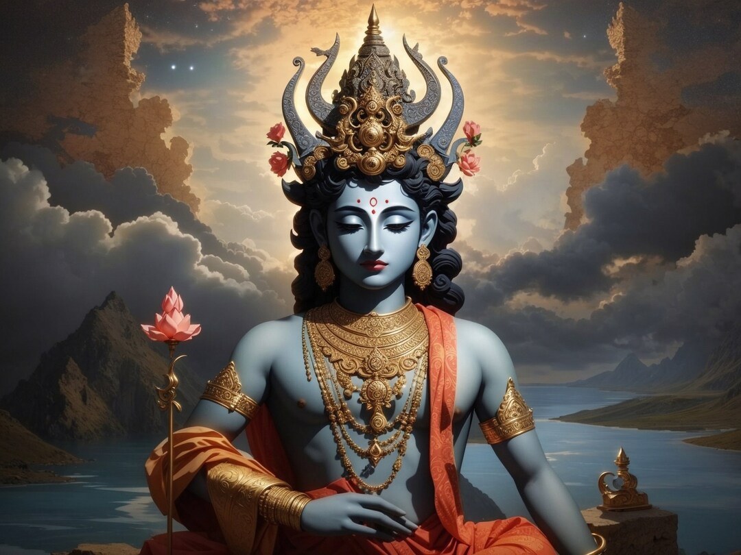 A Hindu Devta Meditating Surreal AI Art AI Artwork Wall - Etsy