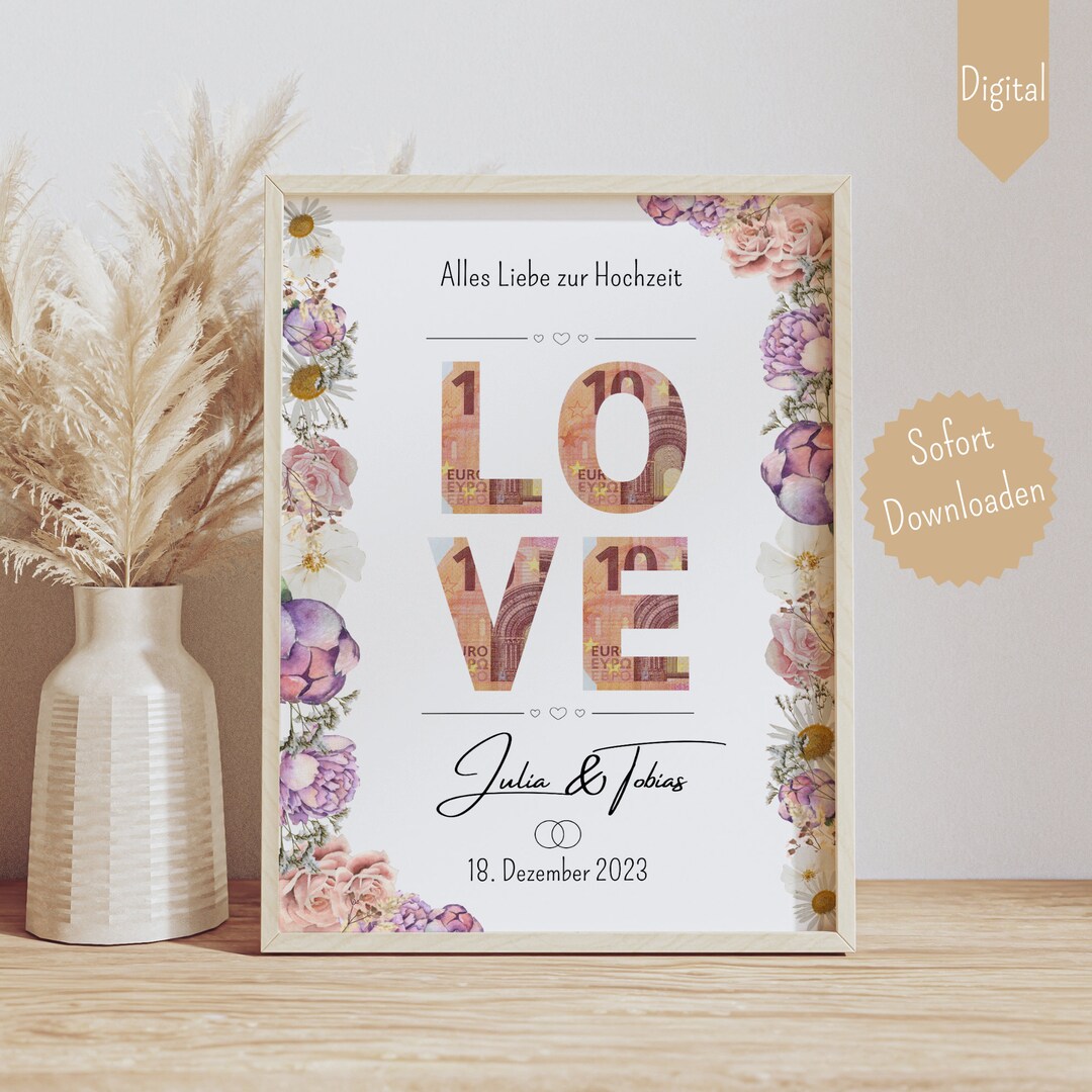 Wedding Gift Money Gift Wedding Personalized LOVE Poster Money Gift ...