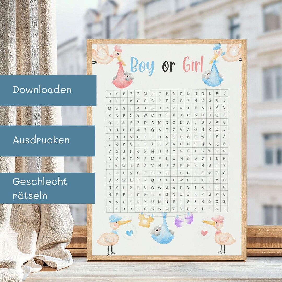 Baby Shower Birth Gender Reveal Baby Party Pregnancy Puzzle Guessing ...