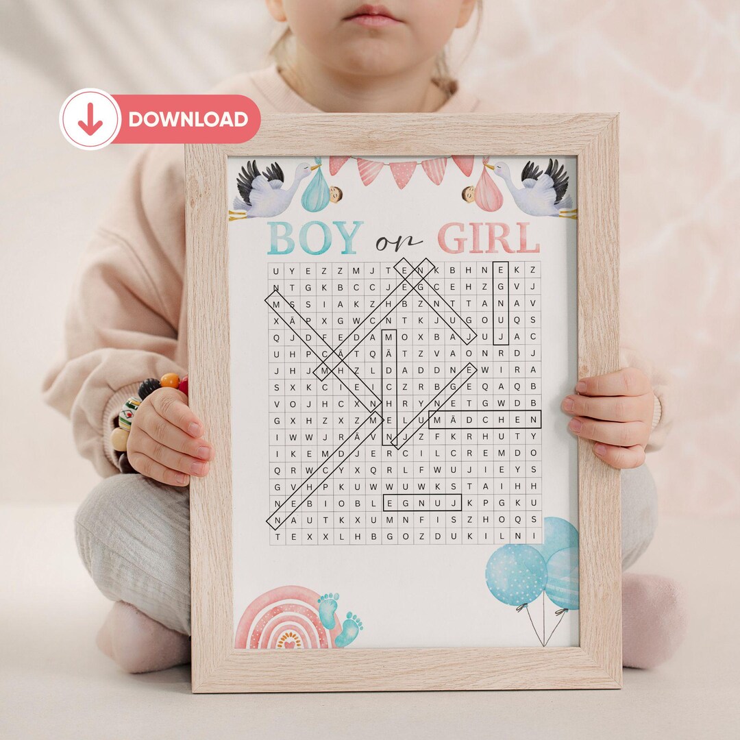 Baby Gender Reveal Puzzle Guessing Game Pdf Boy or Girl to Print Out ...