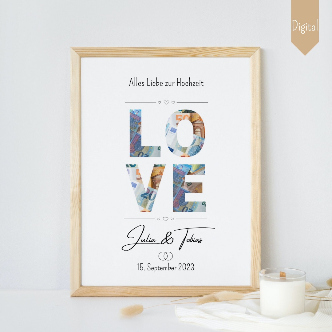 Money Gift Wedding Money Gift Personalized LOVE Poster Money Gift ...