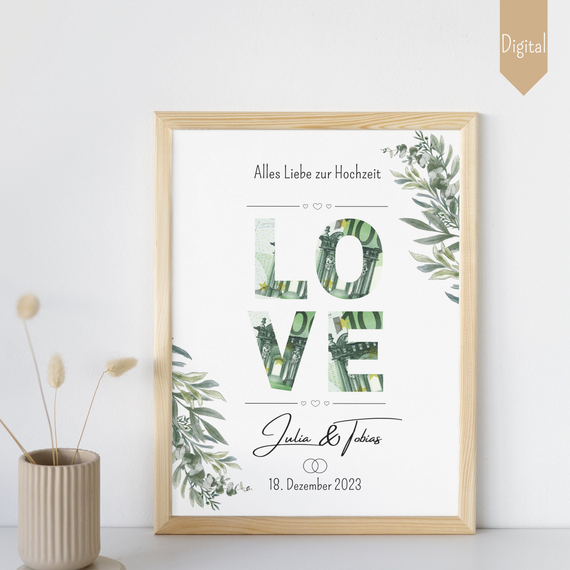 Money Gift Wedding Personalized LOVE Poster Money Gift Download Wedding ...
