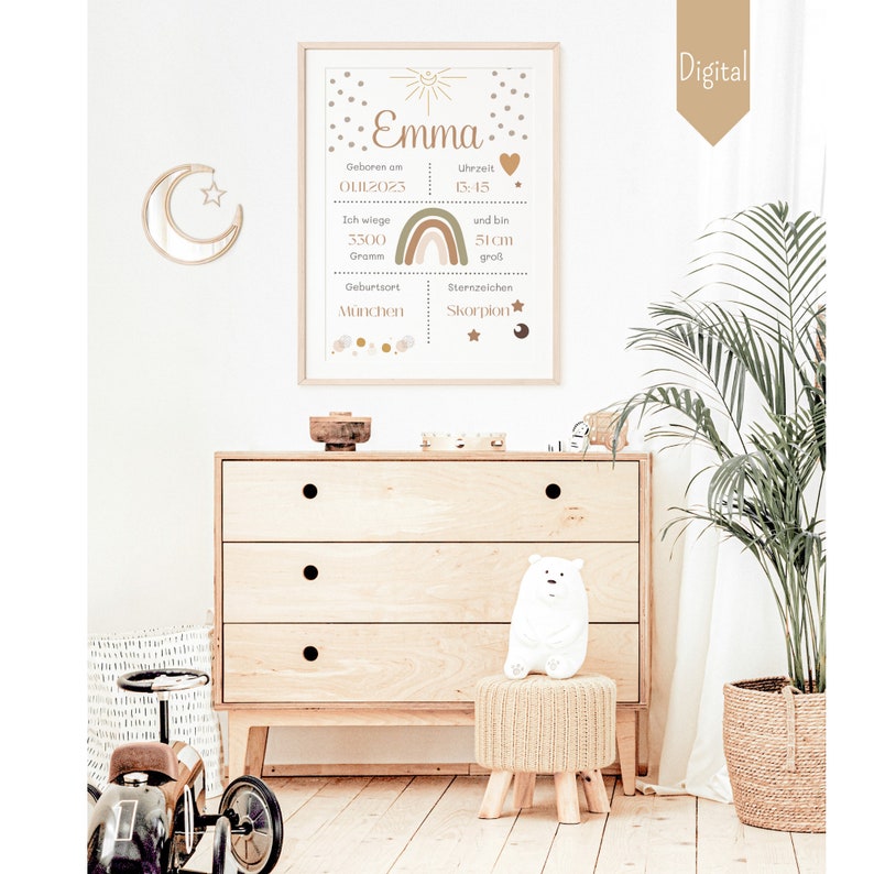 Birth Board Boho Birth Dates Poster Birth Poster Personalized Birth ...
