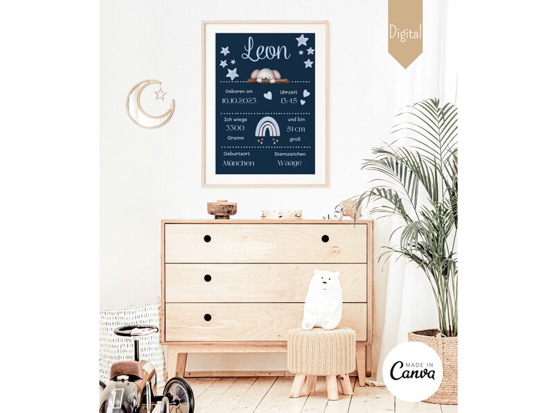 Birth Chart Boho Birth Dates Poster Digital Birth Poster Personalized ...