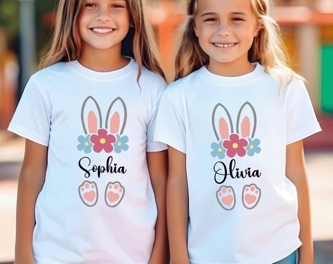 Personalized Bunny Kids Easter Shirt, Easter Custom Name Shirt, Easter ...