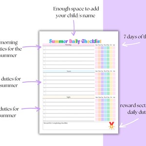 Printable Kids Summer Daily and Weekly Checklist, Summer Activity ...