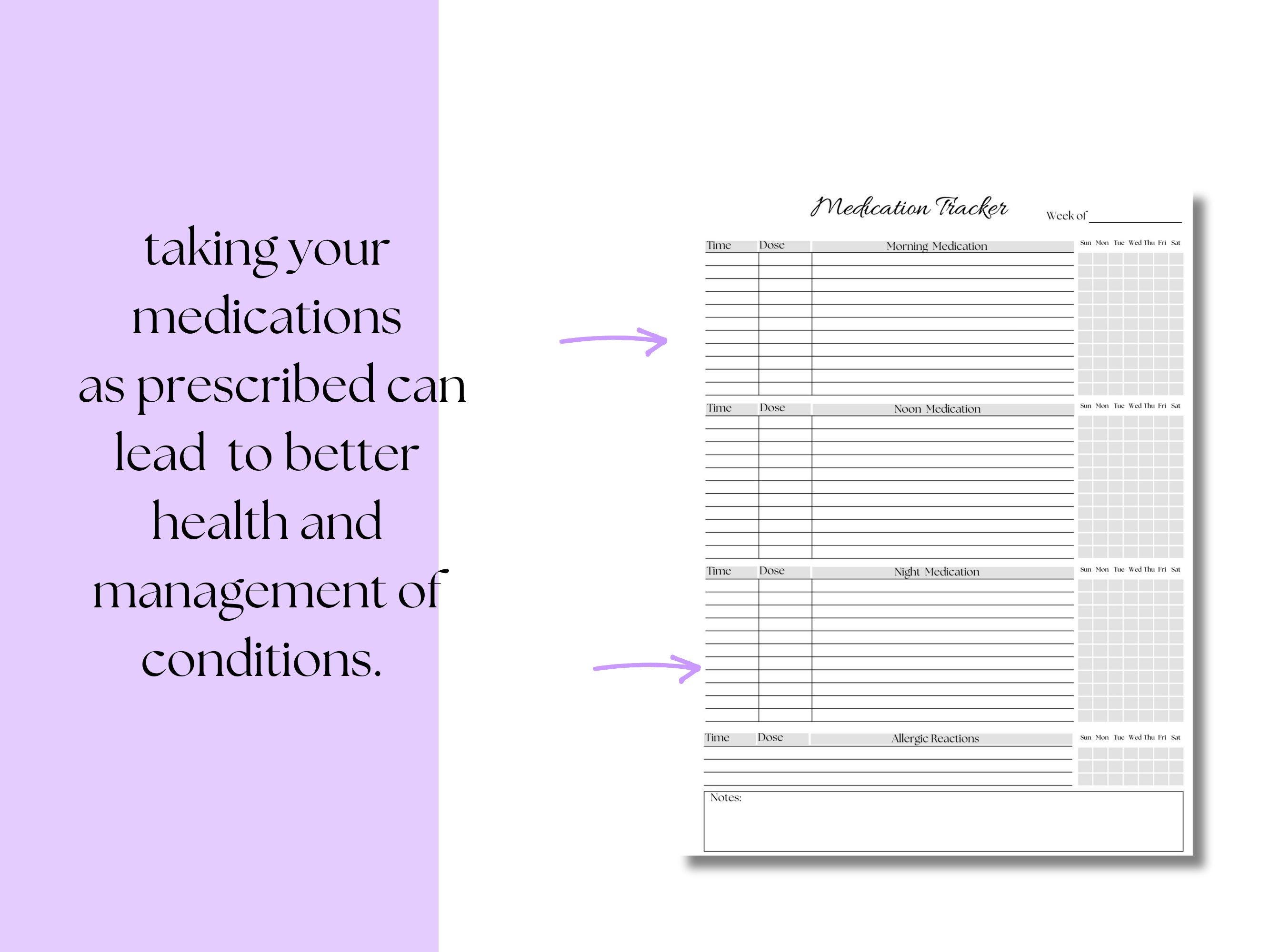 Printable Medication Tracker, Medication Schedule Log, Medicine and ...