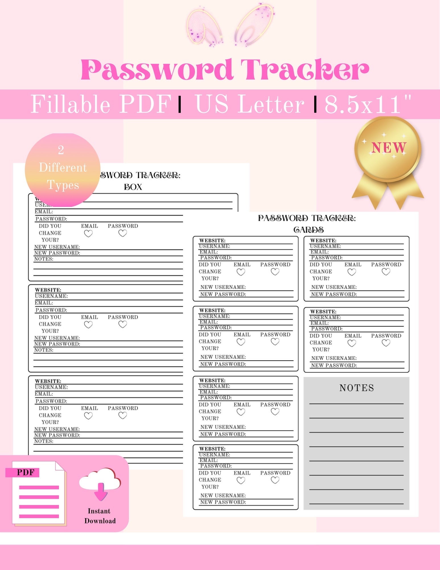 Password Tracker Sheet L Bundle of 2 Printable Password Log & Account ...