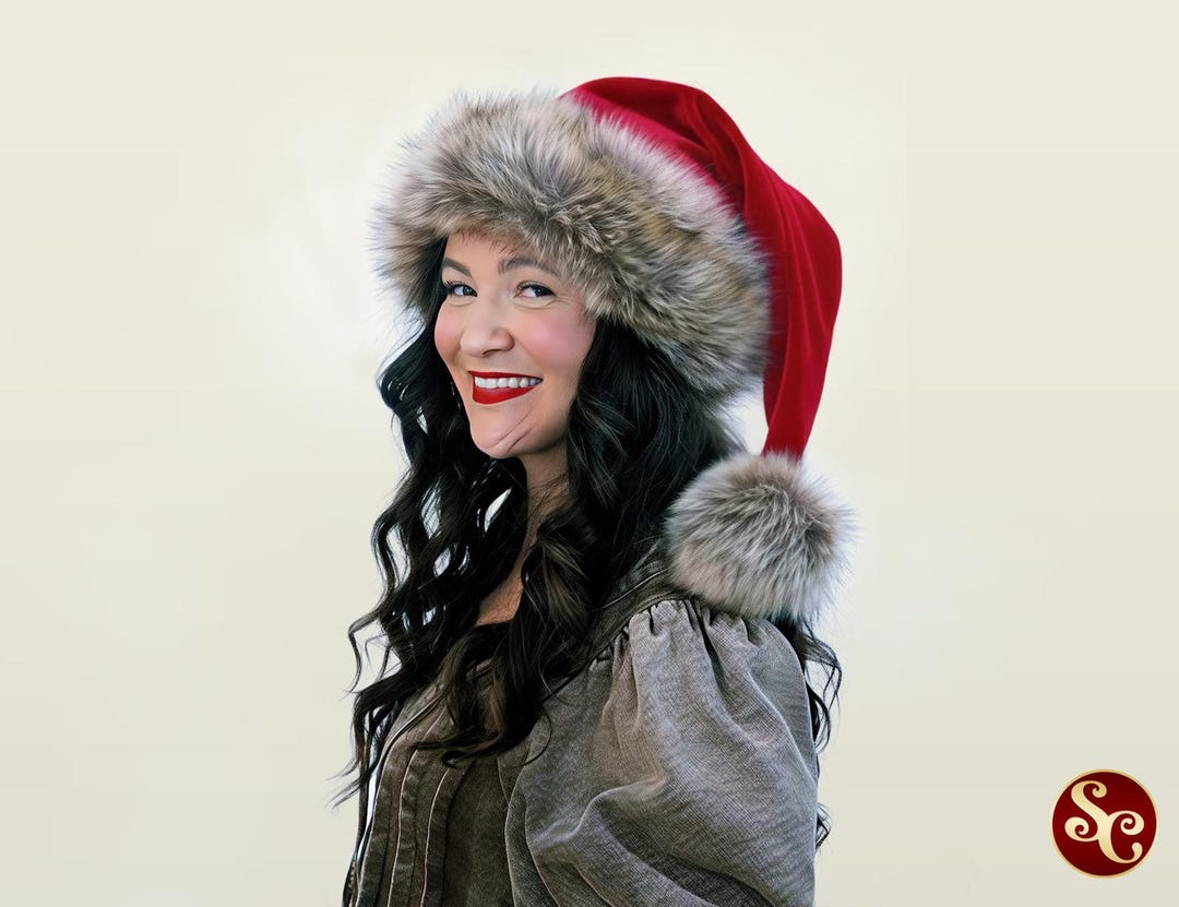 Classic Red Santa Hat With Snowshoe Faux Fur, Luxury, Christmas, XS ...