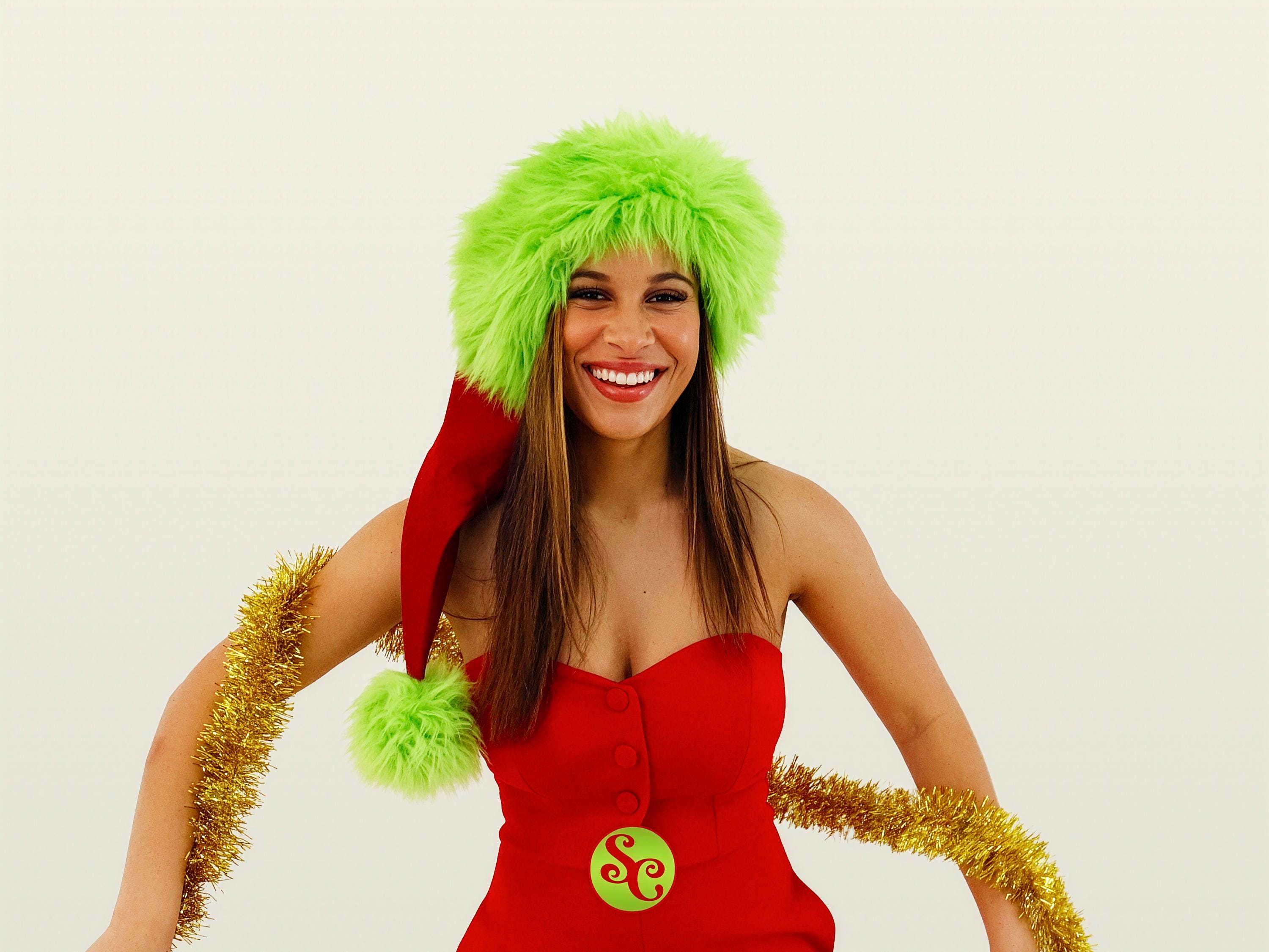 Grinch Inspired Luxe Red Velvet Santa Hat With Husky Faux Fur ...