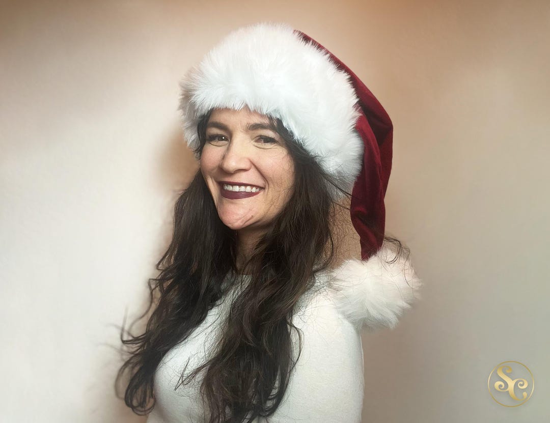 Classic Cherry Berry Burgundy Dark Red Wine Santa Hat, Christmas, S ...