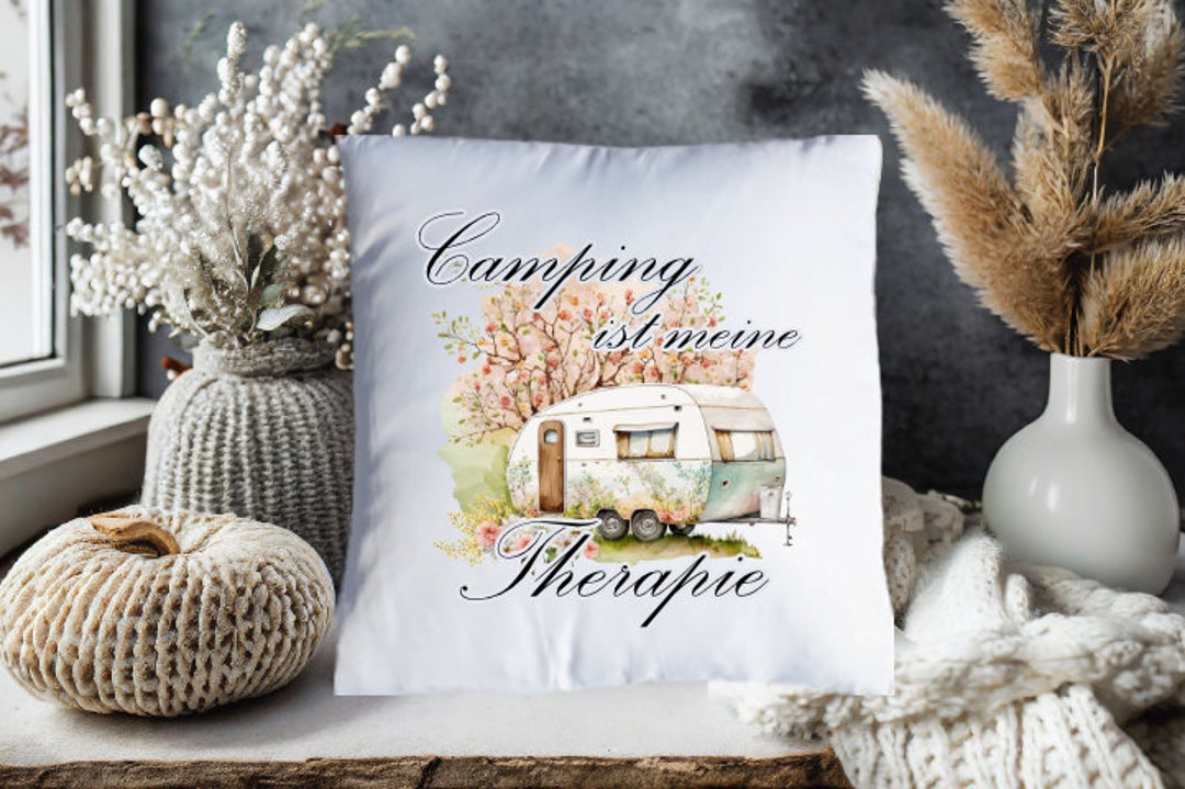 Camping Pillow Personalized With Name, Camping is My Therapy, Caravan ...