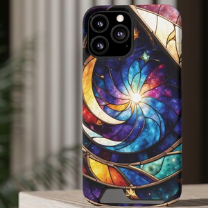 Celestial Cosmos Stained Glass Phone Cases for iPhone 15 14 13 12 Pro ...
