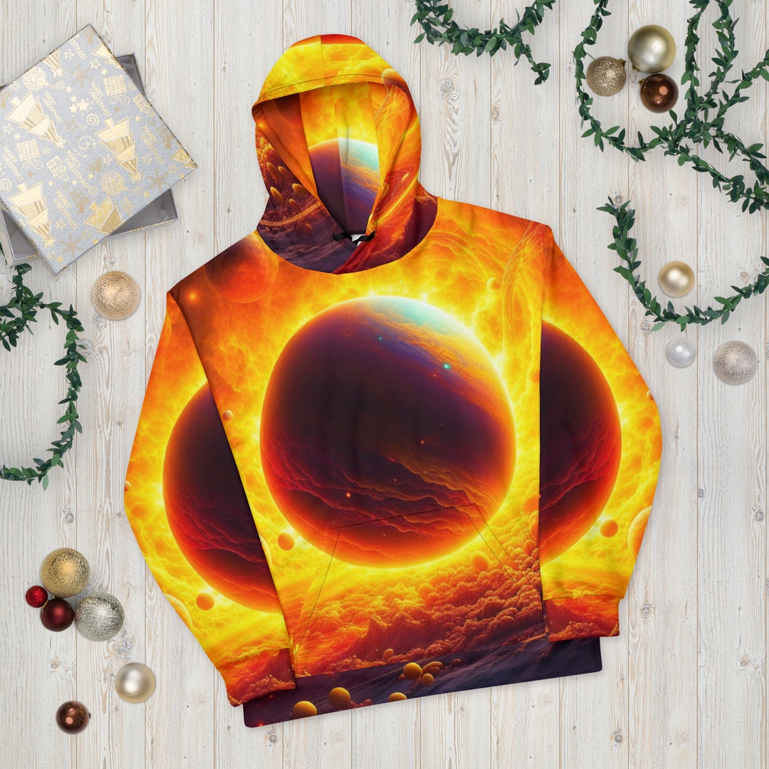 Unisex All Over Print Outer Space Hoodie, All Over Printing Fire Decor ...