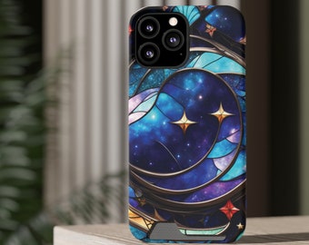 Celestial Cosmos Stained Glass Phone Cases for iPhone 15 14 13 12 Pro Max Google Pixel 8 7 Cover ...