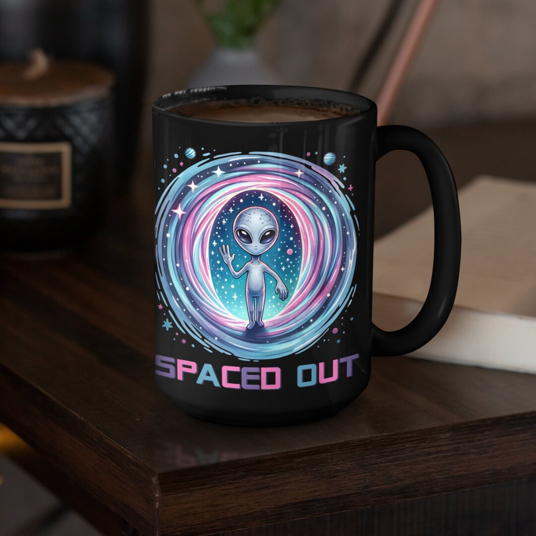 Spaced Out Alien Black Coffee Mug Ceramic 11oz 15oz Coffee Mugs Large ...