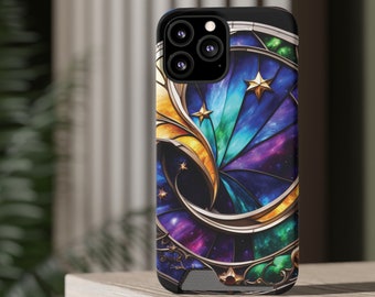 Celestial Cosmos Stained Glass Phone Cases for iPhone 15 14 13 12 Pro Max Google Pixel 8 7 Cover ...