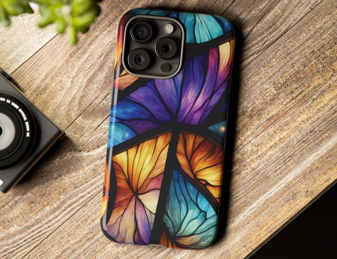 Celestial Cosmos Stained Glass Phone Cases for iPhone 15 14 13 12 Pro Max Google Pixel 8 7 Cover ...