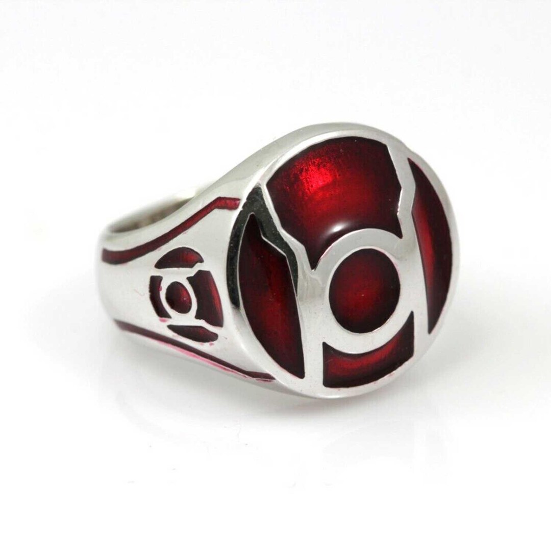 Red Lantern Silver Men Ring, 925 Sterling Silver, Lantern Silver Ring ...