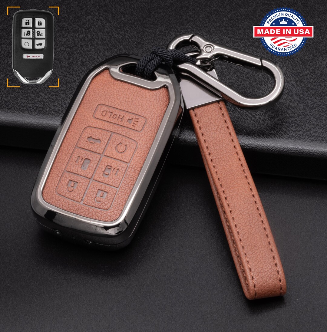 Customizable Key Fob Cover in Leather & Aluminum With Keychain Set for ...