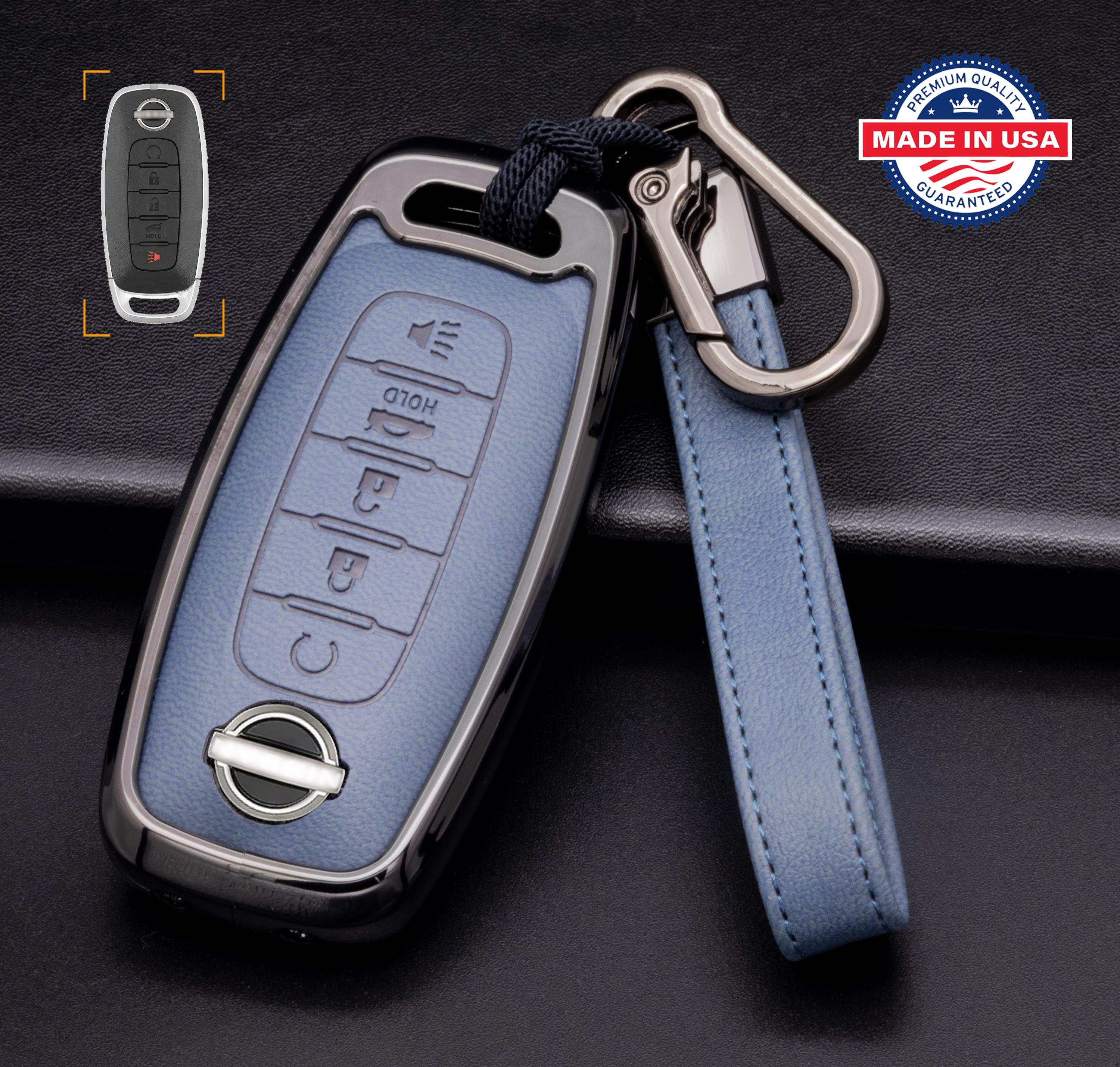 Customizable Leather & Aluminum Key Fob Cover With Keychain for Nissan ...