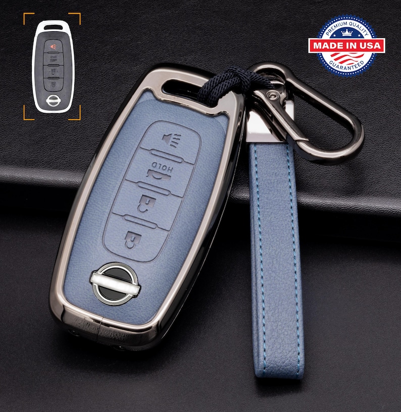For Nissan - Customizable Leather Key Fob Cover With Aluminum Shell ...