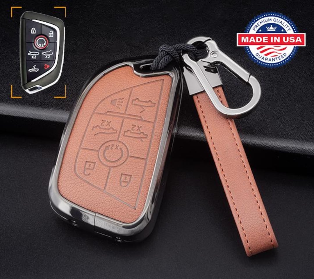 Customizable Leather & Aluminum Key Fob Cover With Keychain Set for ...