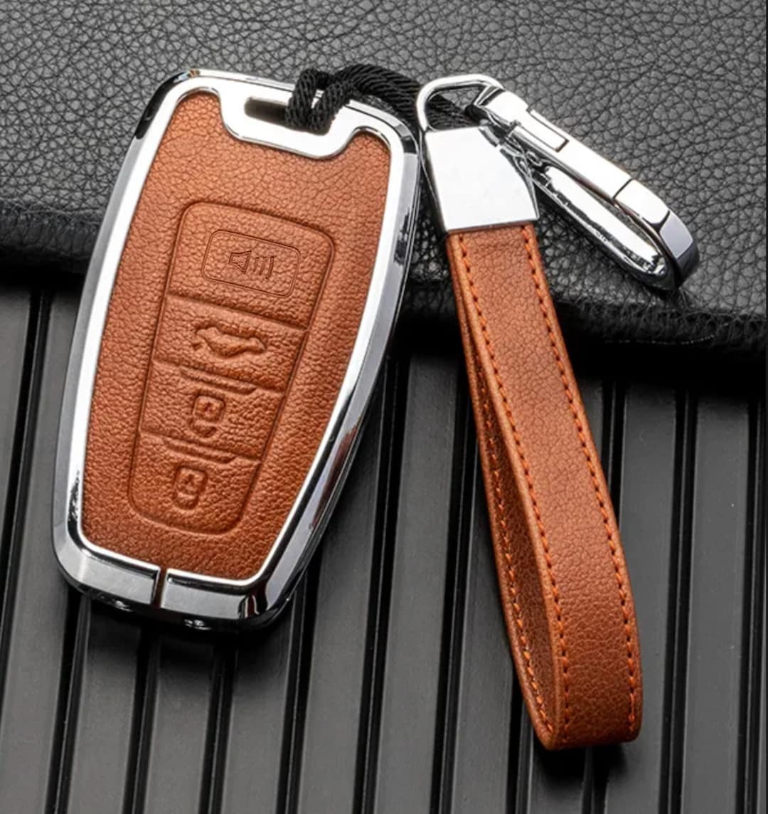 Toyota Customizable Key Fob Cover Leather With Aluminum and Keychain ...