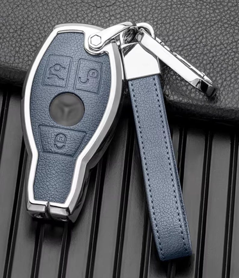 Customizable Leather & Aluminum Key Fob Cover With Keychain for ...
