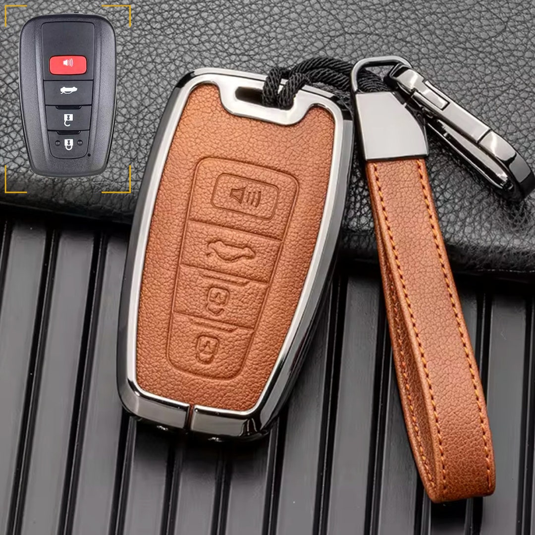 For Toyota - Customizable Leather Key Fob Cover With Aluminum Shell ...