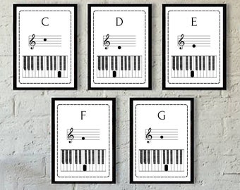 Music Notes Flashcards Treble G Clef Music Theory Learn Piano Lessons ...